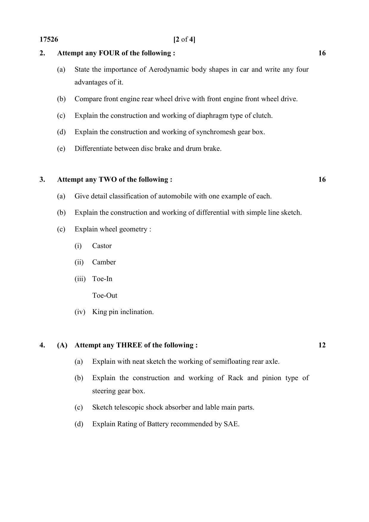 MSBTE Summer Question Paper 2019 - Automobile Engineering - IndCareer Docs