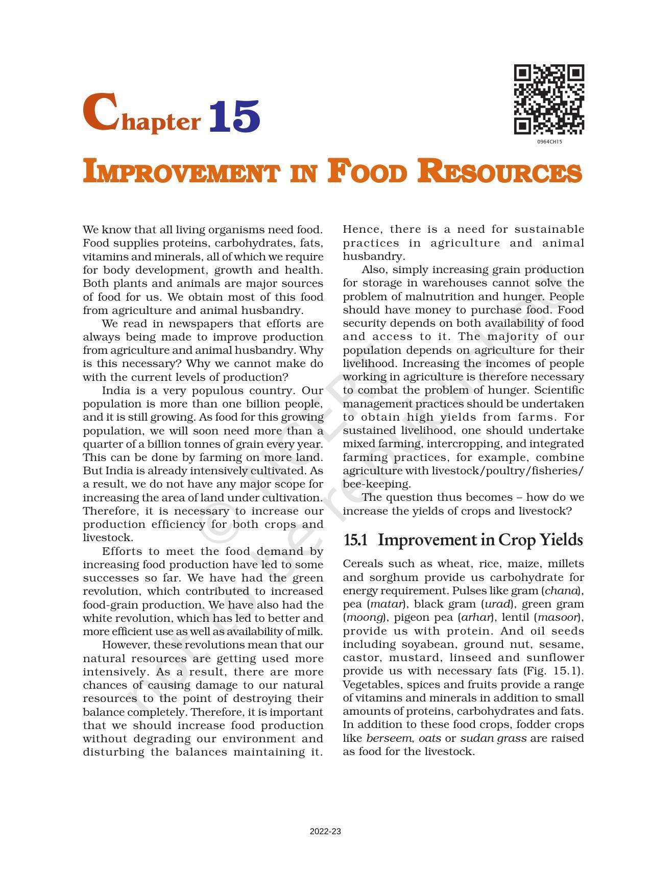 NCERT Book for Class 9 Science Chapter 15 Improvement in Food