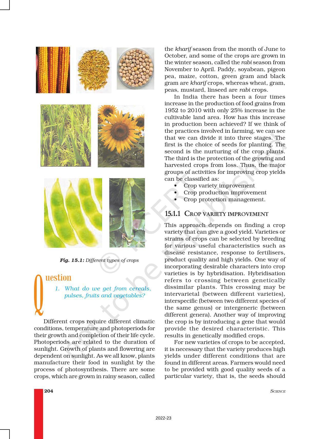 NCERT Book for Class 9 Science Chapter 15 Improvement in Food