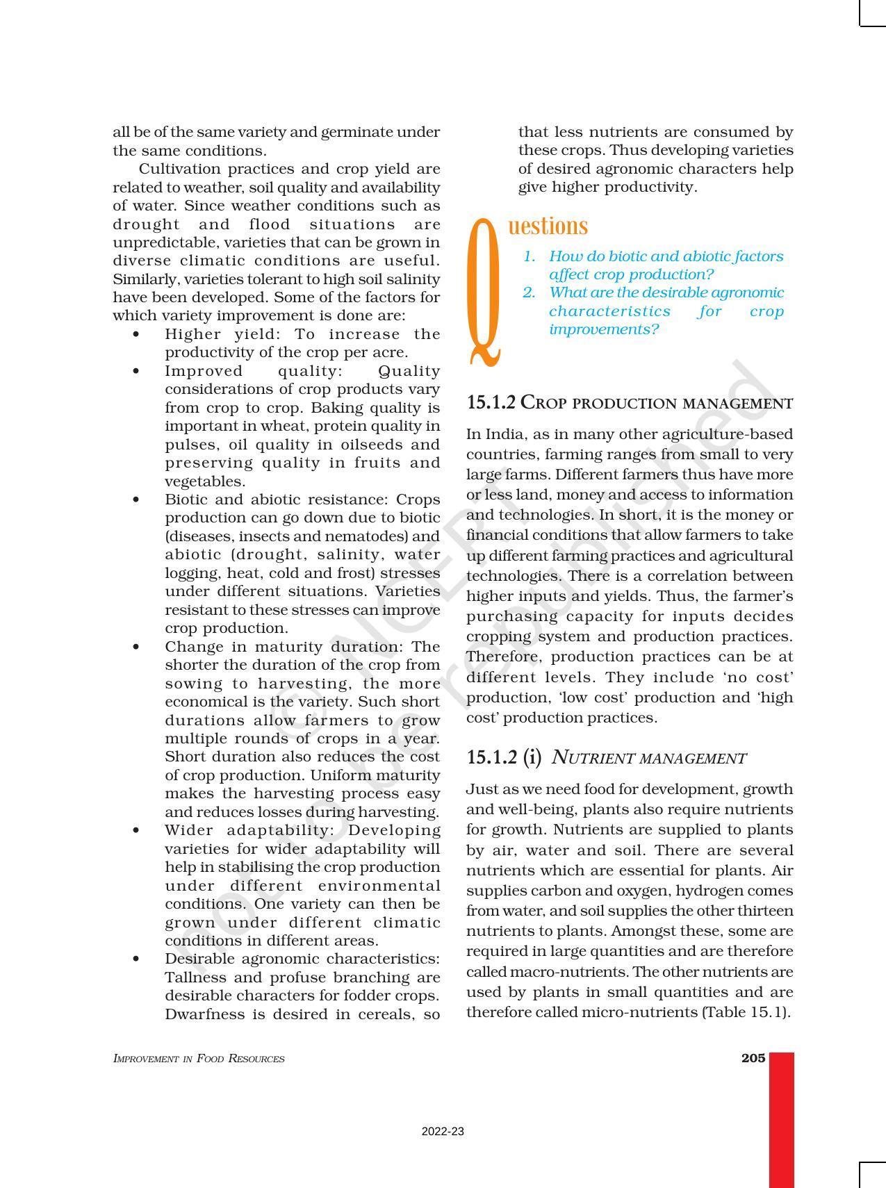 NCERT Book for Class 9 Science Chapter 15 Improvement in Food