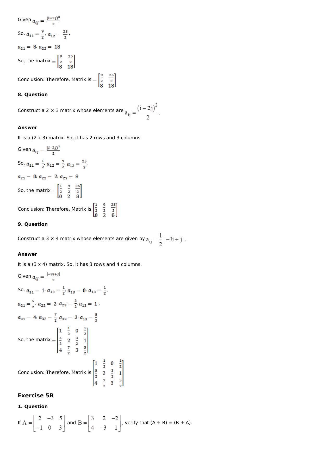 RS Aggarwal Solutions for 12th Class Maths Chapter 5-Matrices ...