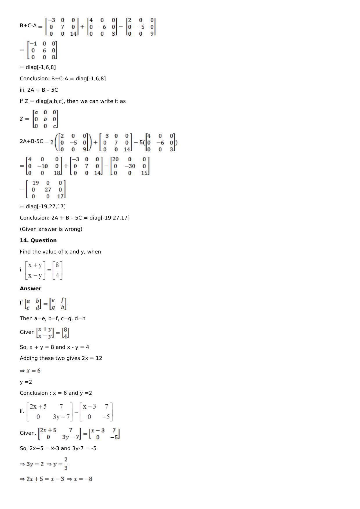 RS Aggarwal Solutions for 12th Class Maths Chapter 5-Matrices ...