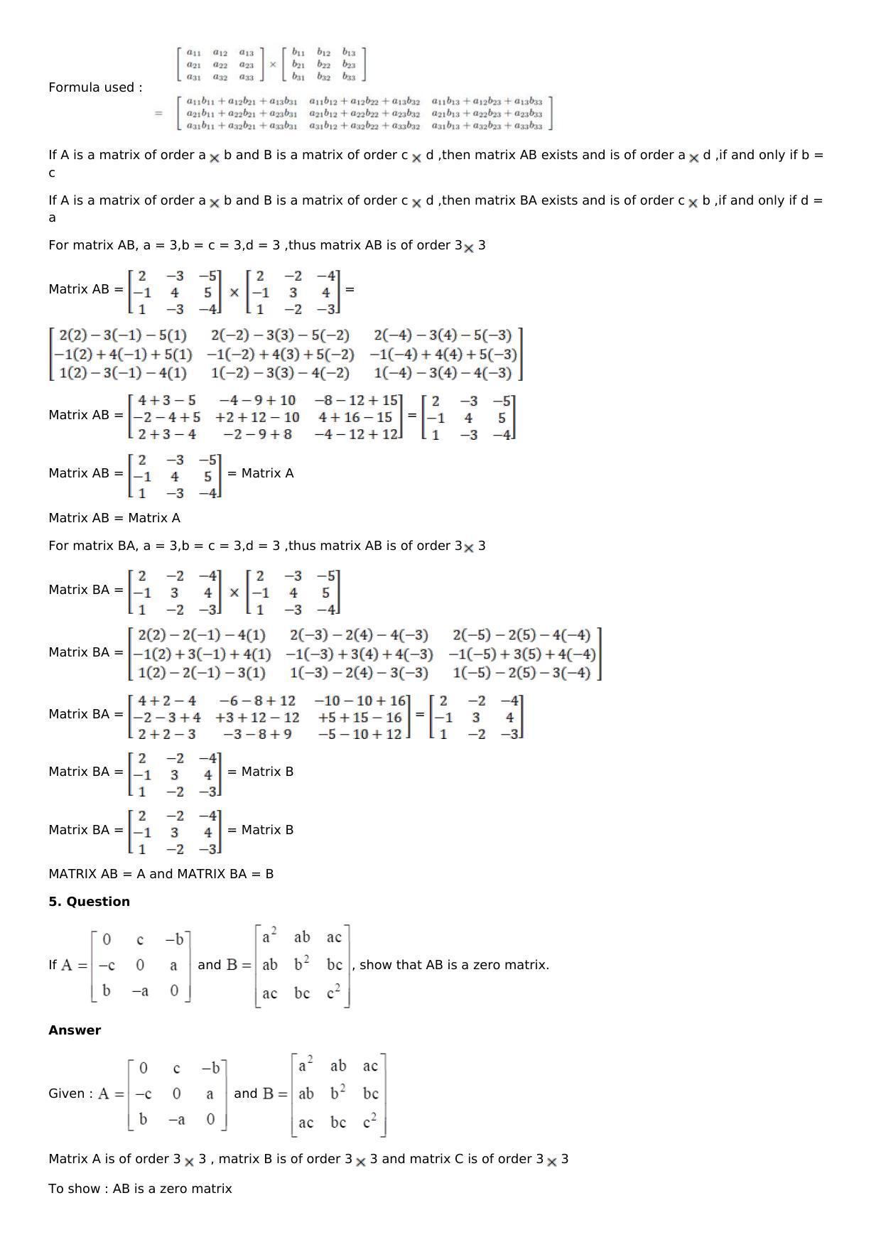 RS Aggarwal Solutions for 12th Class Maths Chapter 5-Matrices ...