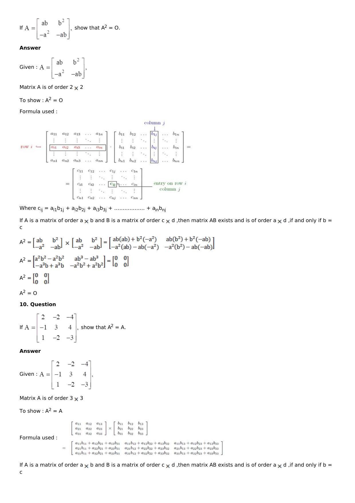 RS Aggarwal Solutions for 12th Class Maths Chapter 5-Matrices ...