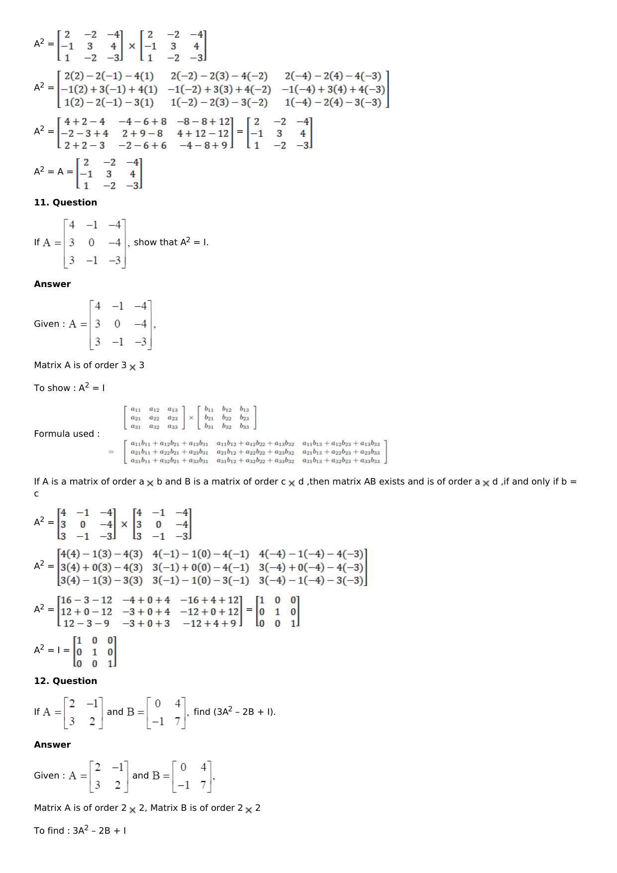 RS Aggarwal Solutions for 12th Class Maths Chapter 5-Matrices ...
