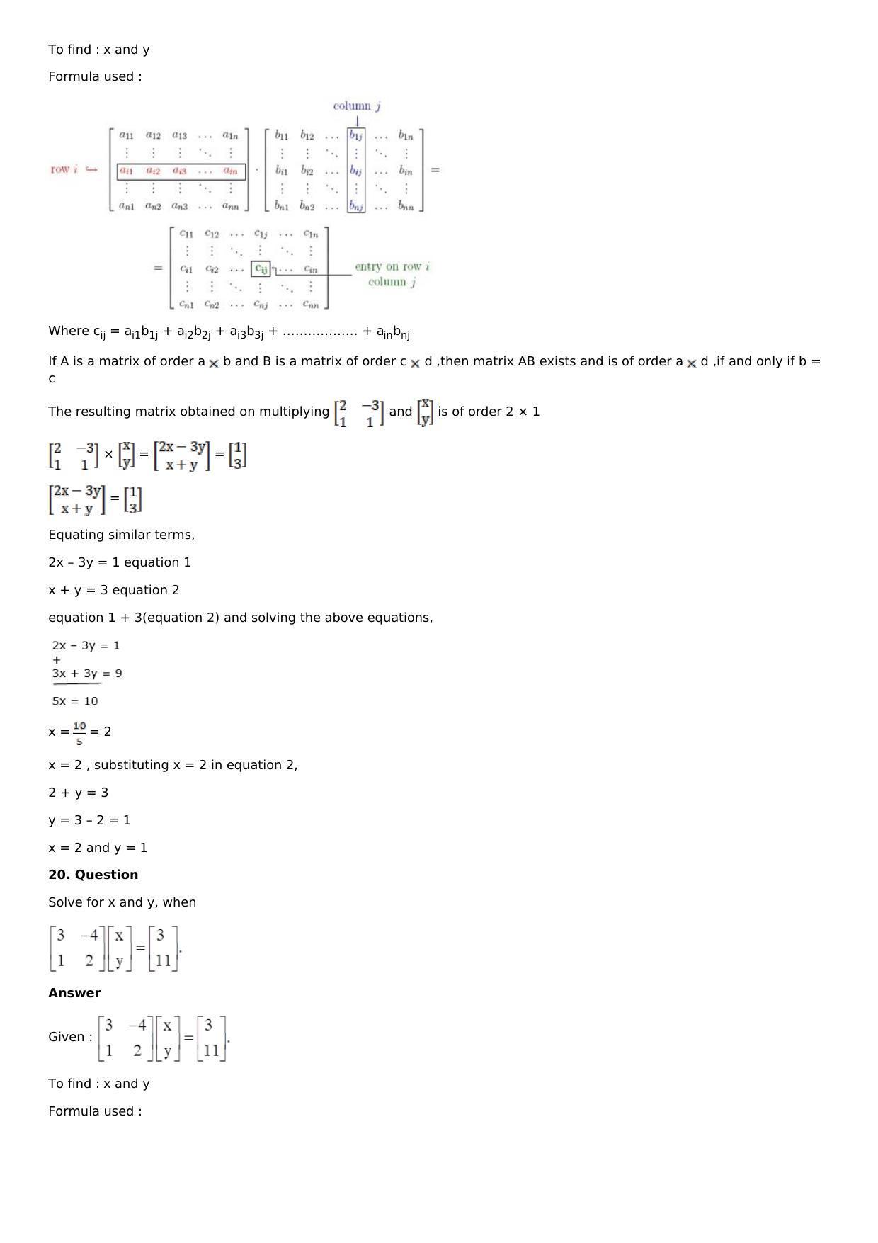 RS Aggarwal Solutions for 12th Class Maths Chapter 5-Matrices ...