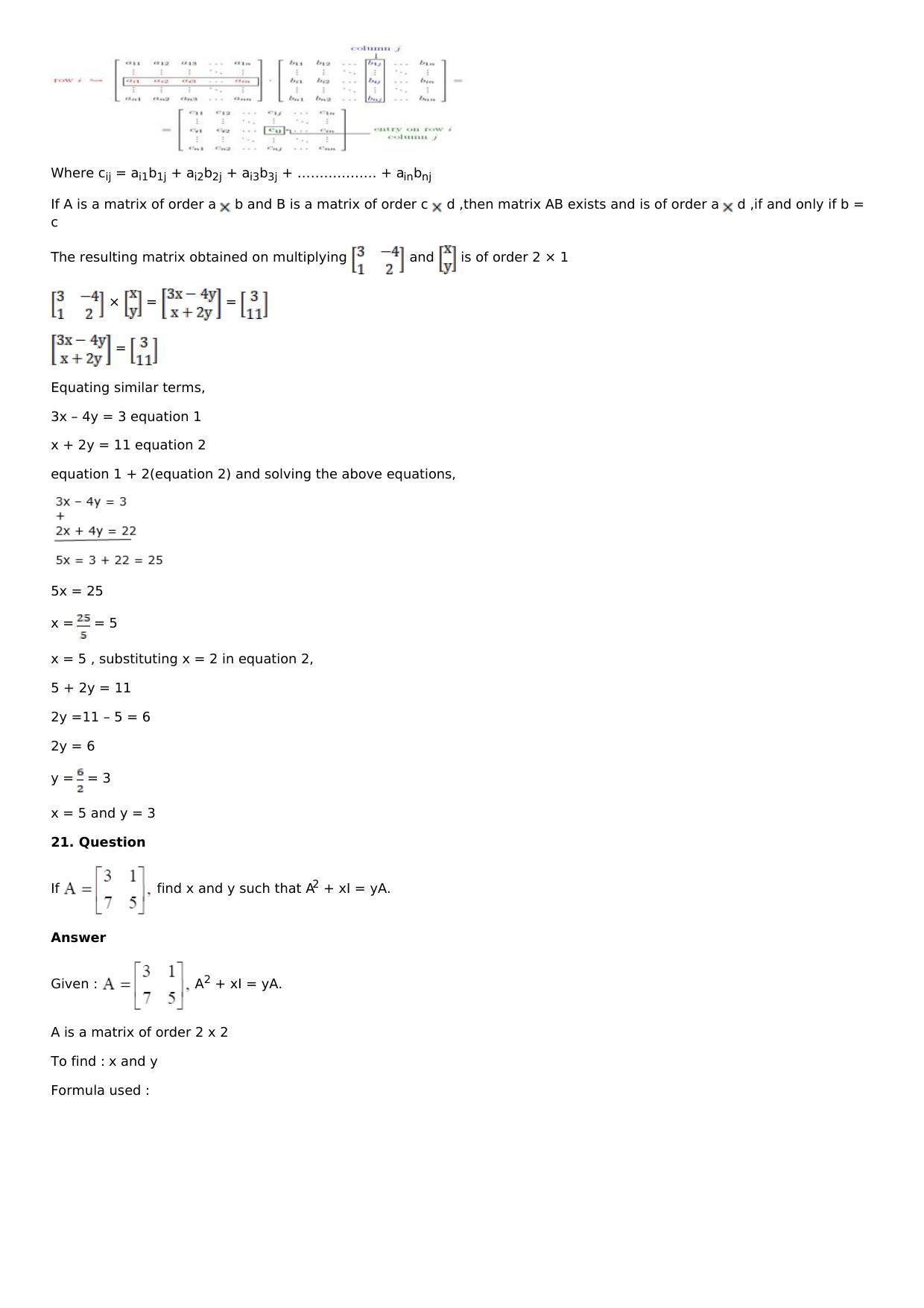 RS Aggarwal Solutions for 12th Class Maths Chapter 5-Matrices ...