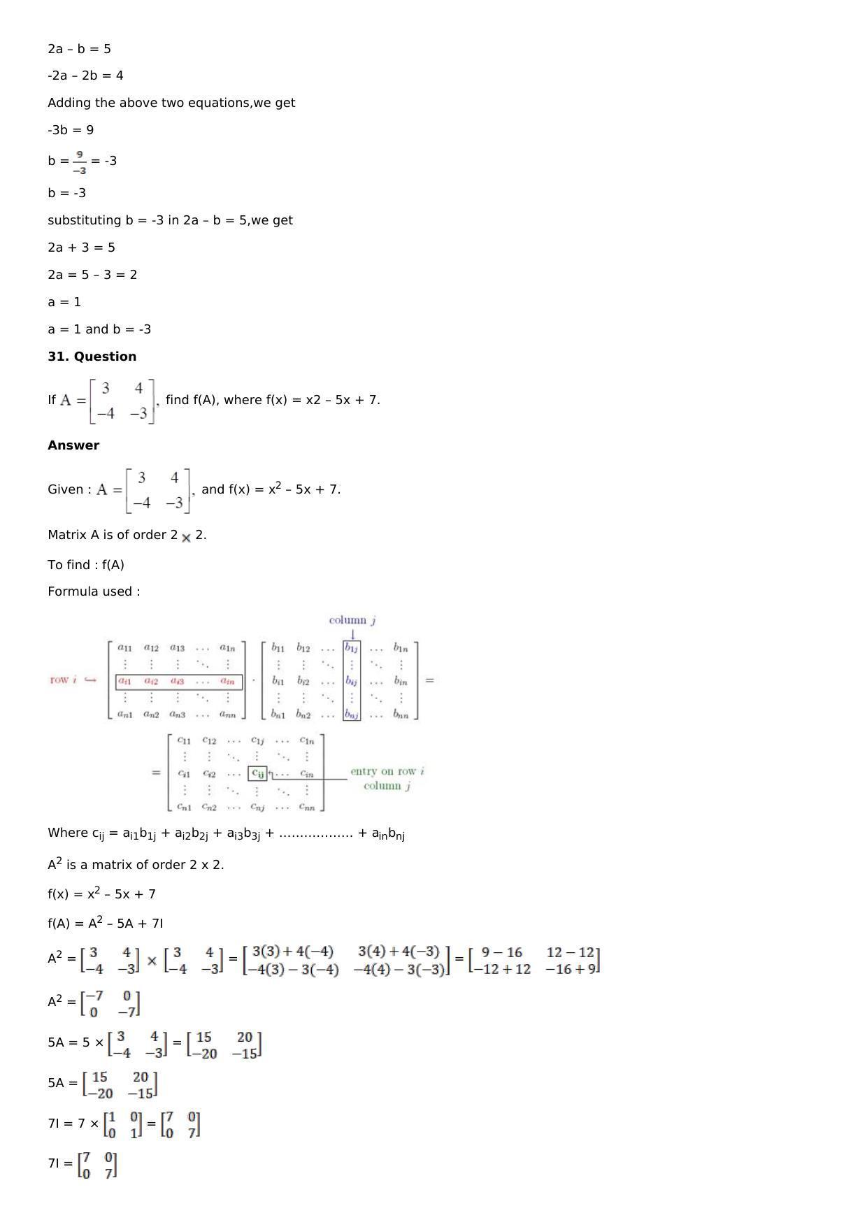 RS Aggarwal Solutions for 12th Class Maths Chapter 5-Matrices ...