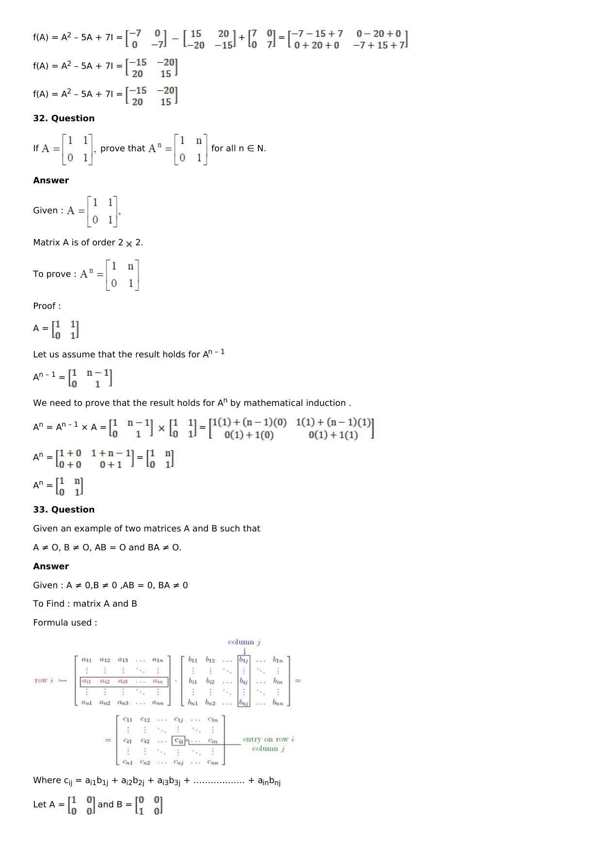 RS Aggarwal Solutions for 12th Class Maths Chapter 5-Matrices ...