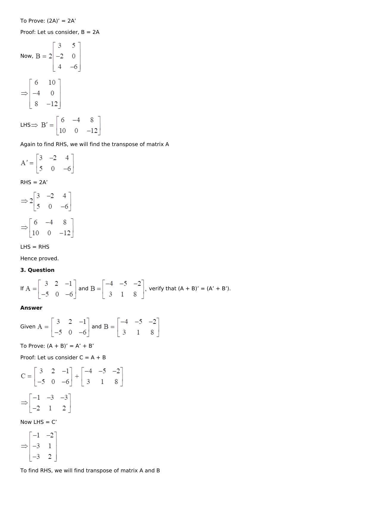 RS Aggarwal Solutions for 12th Class Maths Chapter 5-Matrices ...