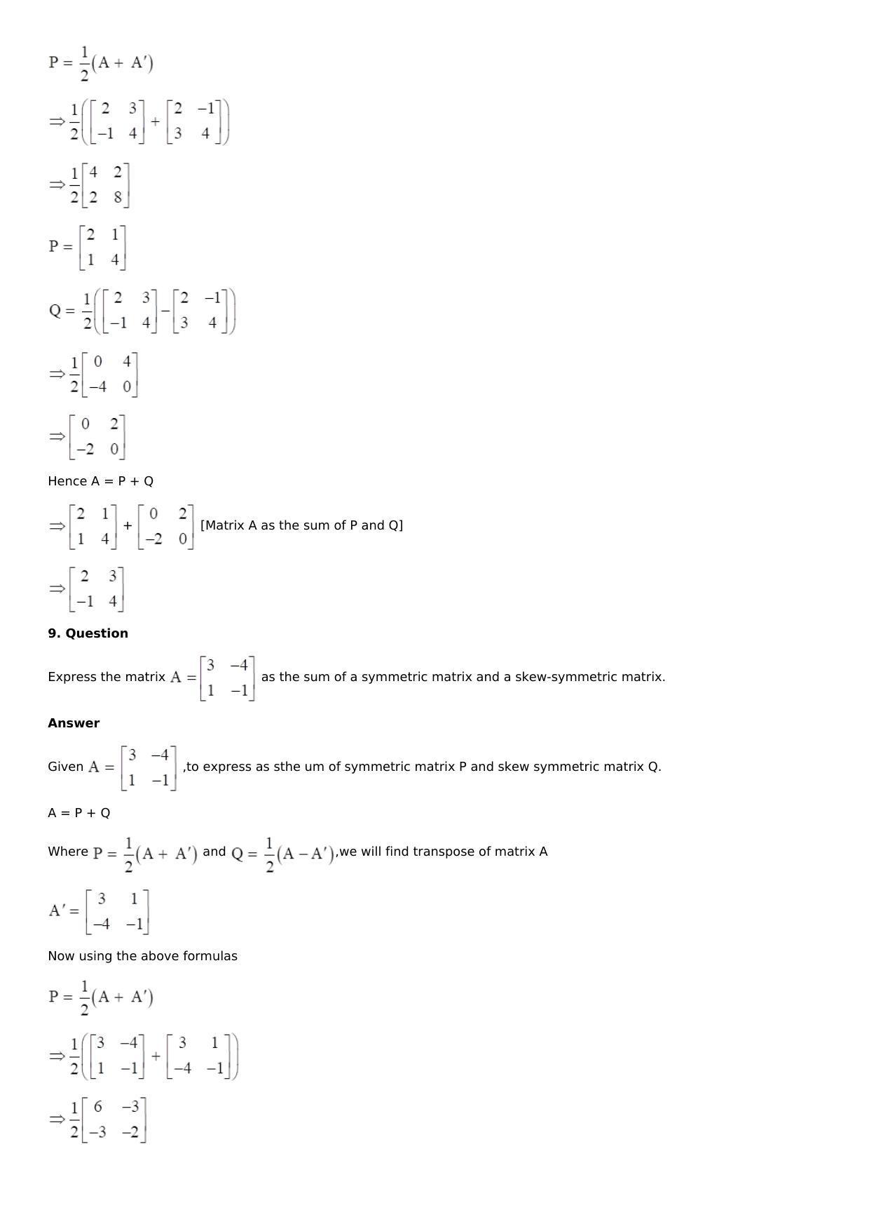 RS Aggarwal Solutions for 12th Class Maths Chapter 5-Matrices ...