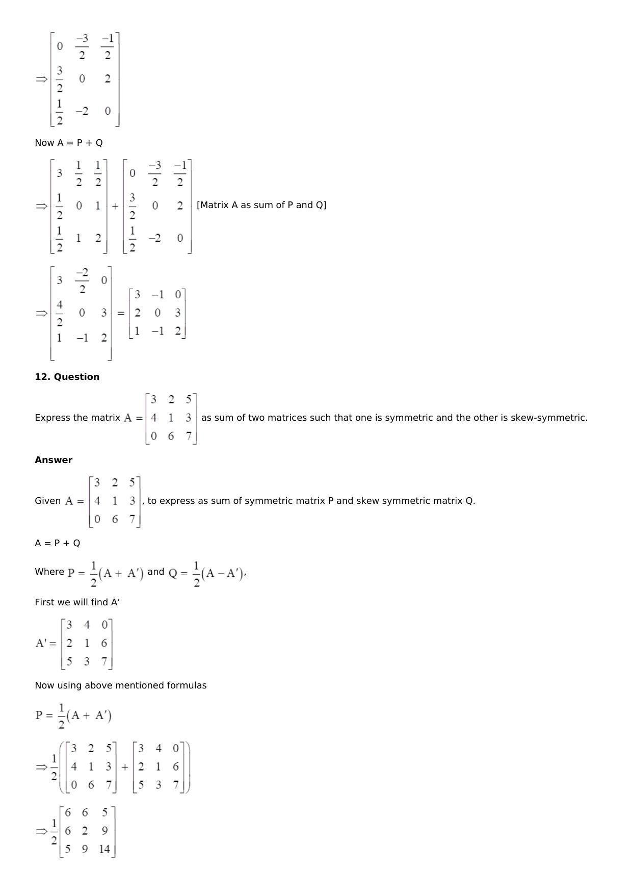 RS Aggarwal Solutions for 12th Class Maths Chapter 5-Matrices ...
