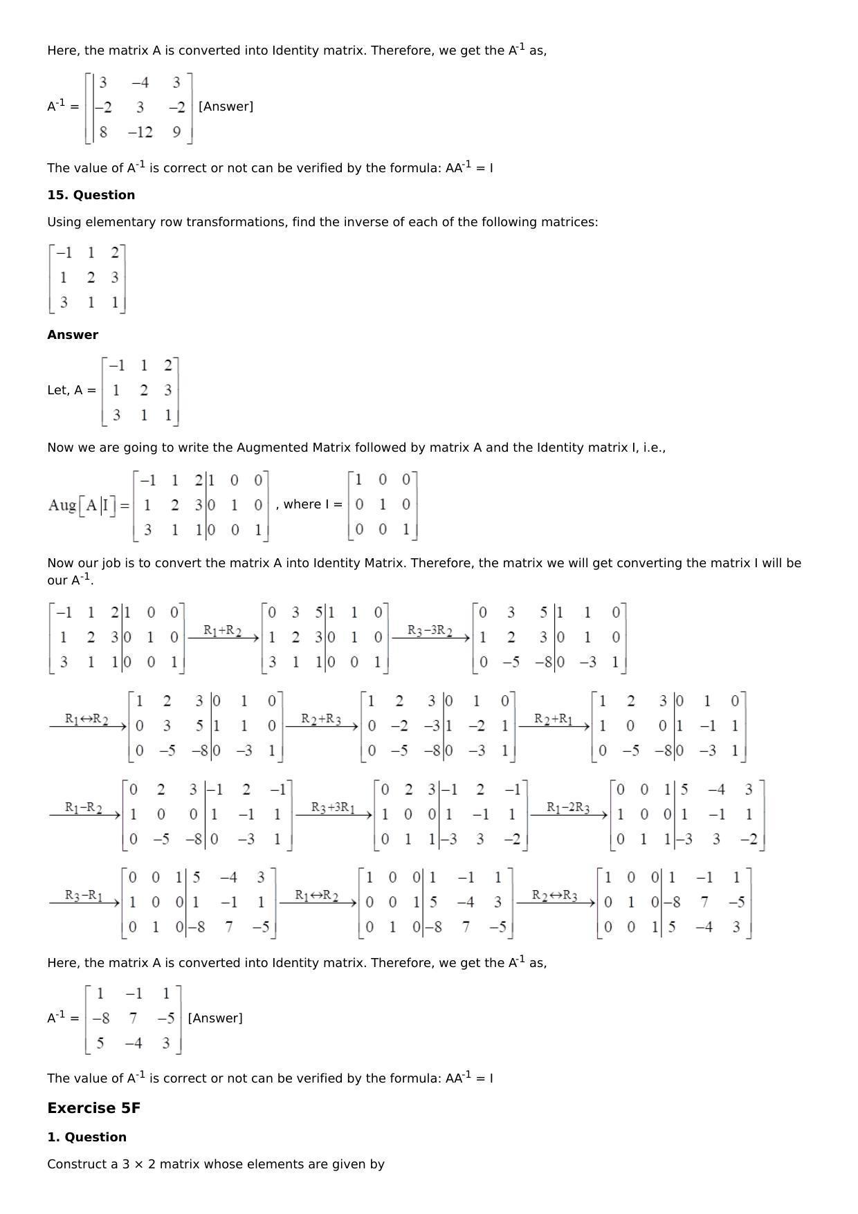 RS Aggarwal Solutions for 12th Class Maths Chapter 5-Matrices ...