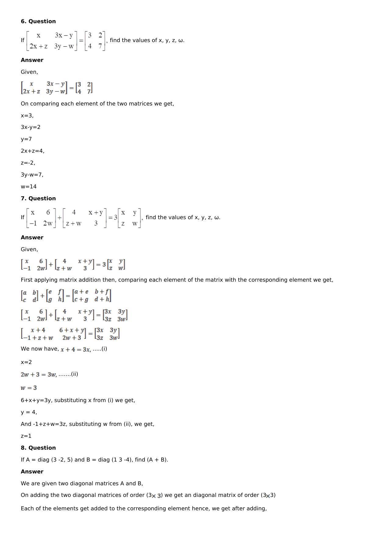RS Aggarwal Solutions for 12th Class Maths Chapter 5-Matrices ...