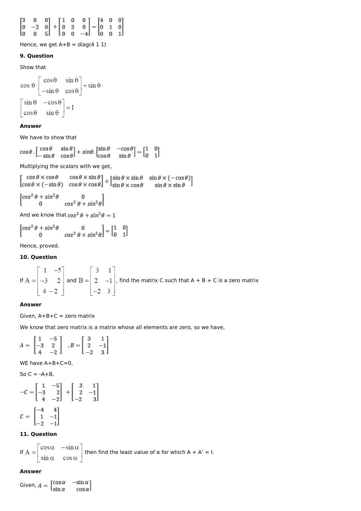 RS Aggarwal Solutions for 12th Class Maths Chapter 5-Matrices ...