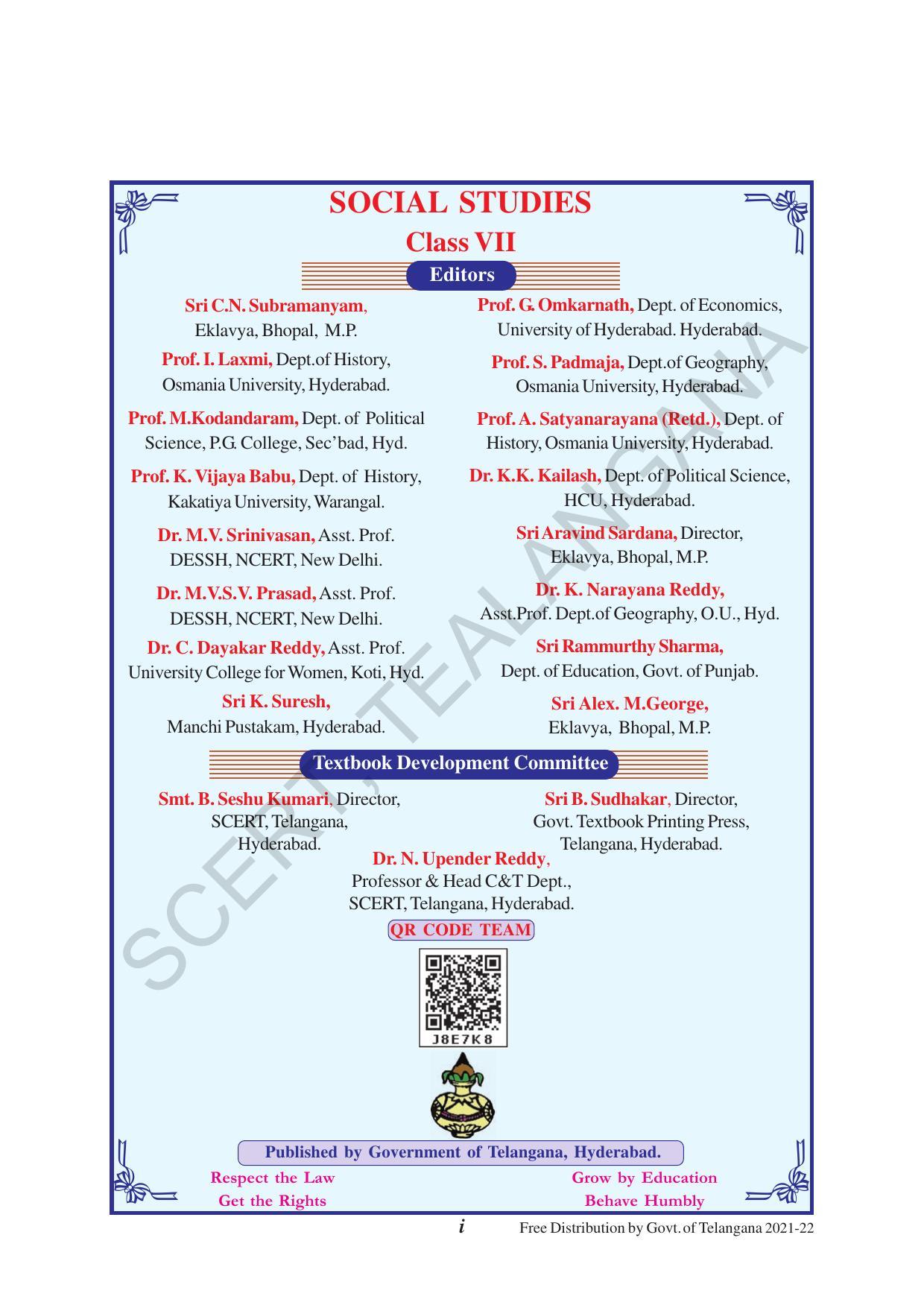 TS SCERT Class 7 Social Science (English Medium) Text Book - IndCareer Docs