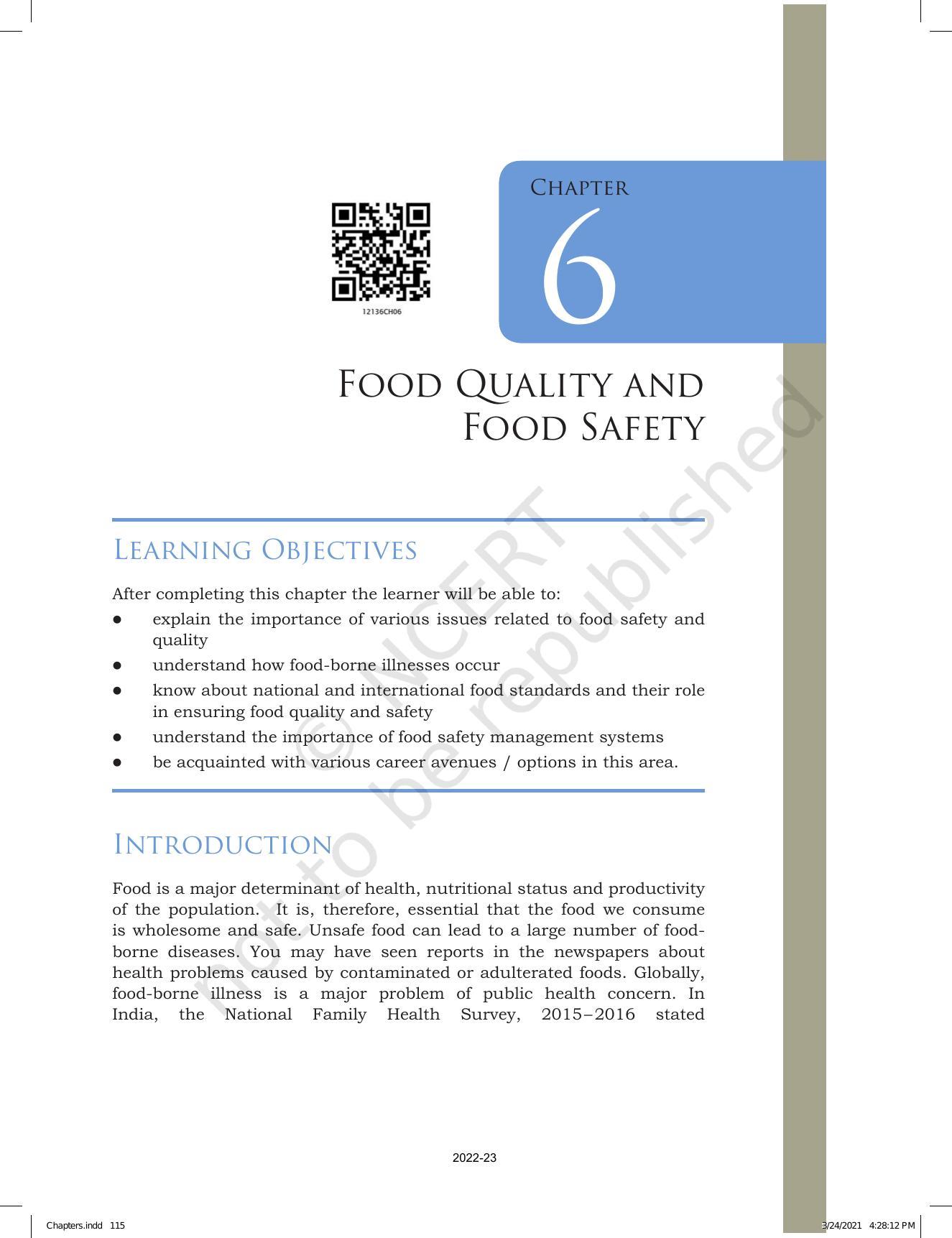NCERT Book for Class 12 Home Science Chapter 6 Food Quality