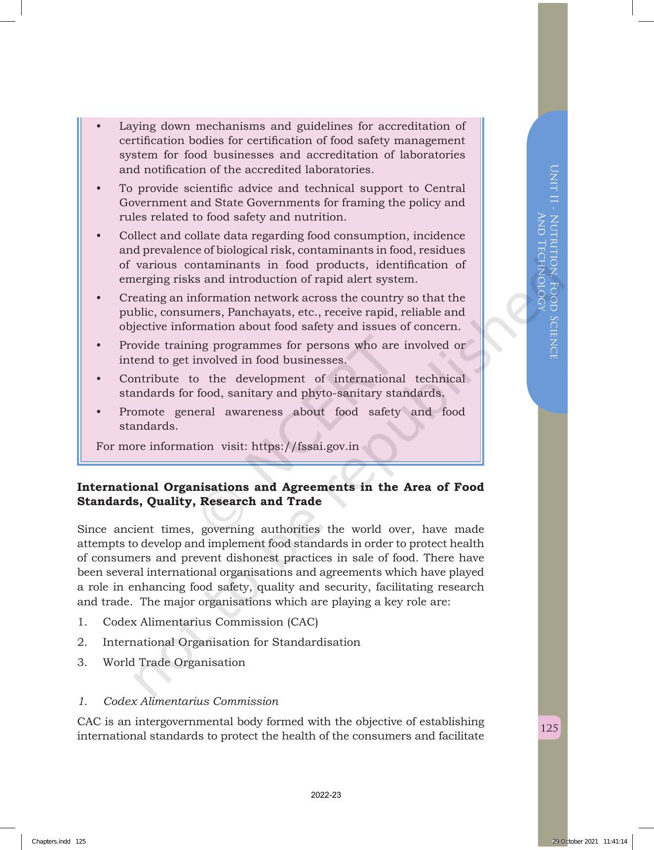 NCERT Book for Class 12 Home Science Chapter 6 Food Quality