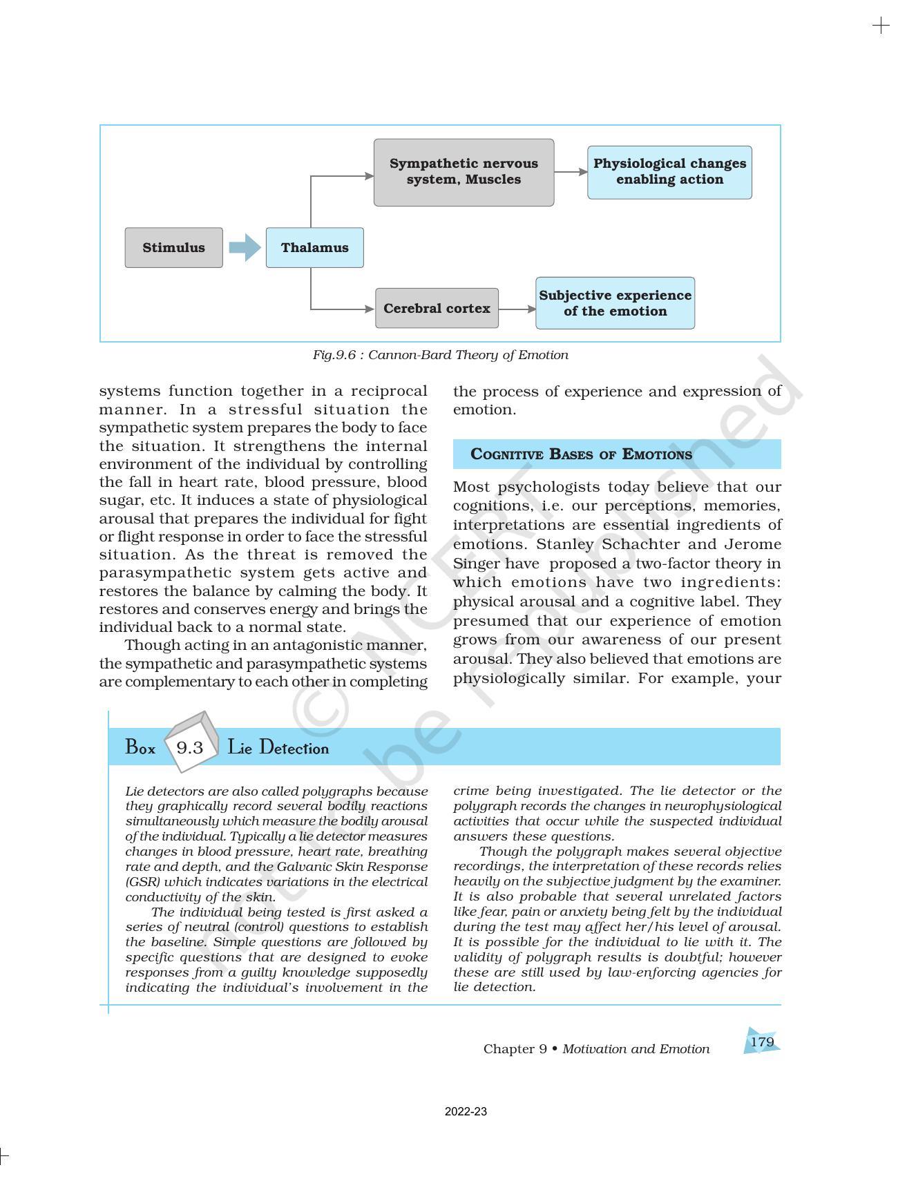 NCERT Book for Class 11 Psychology Chapter 9 Motivation