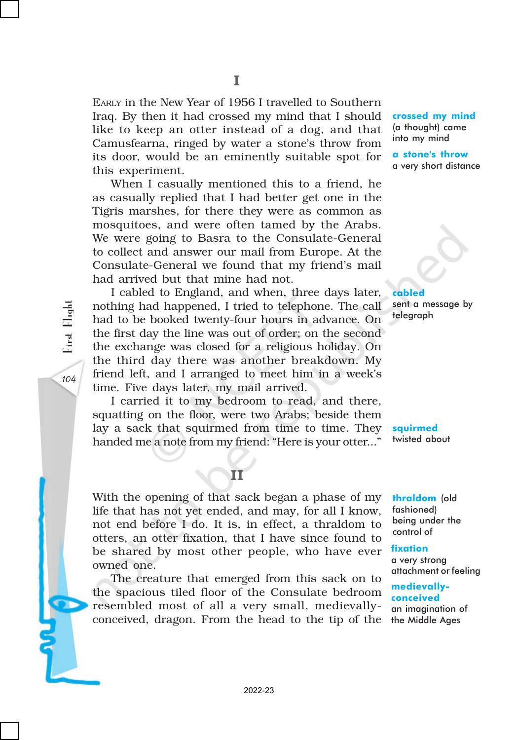 NCERT Book for Class 10 English Chapter 8 Mijbil the Otter