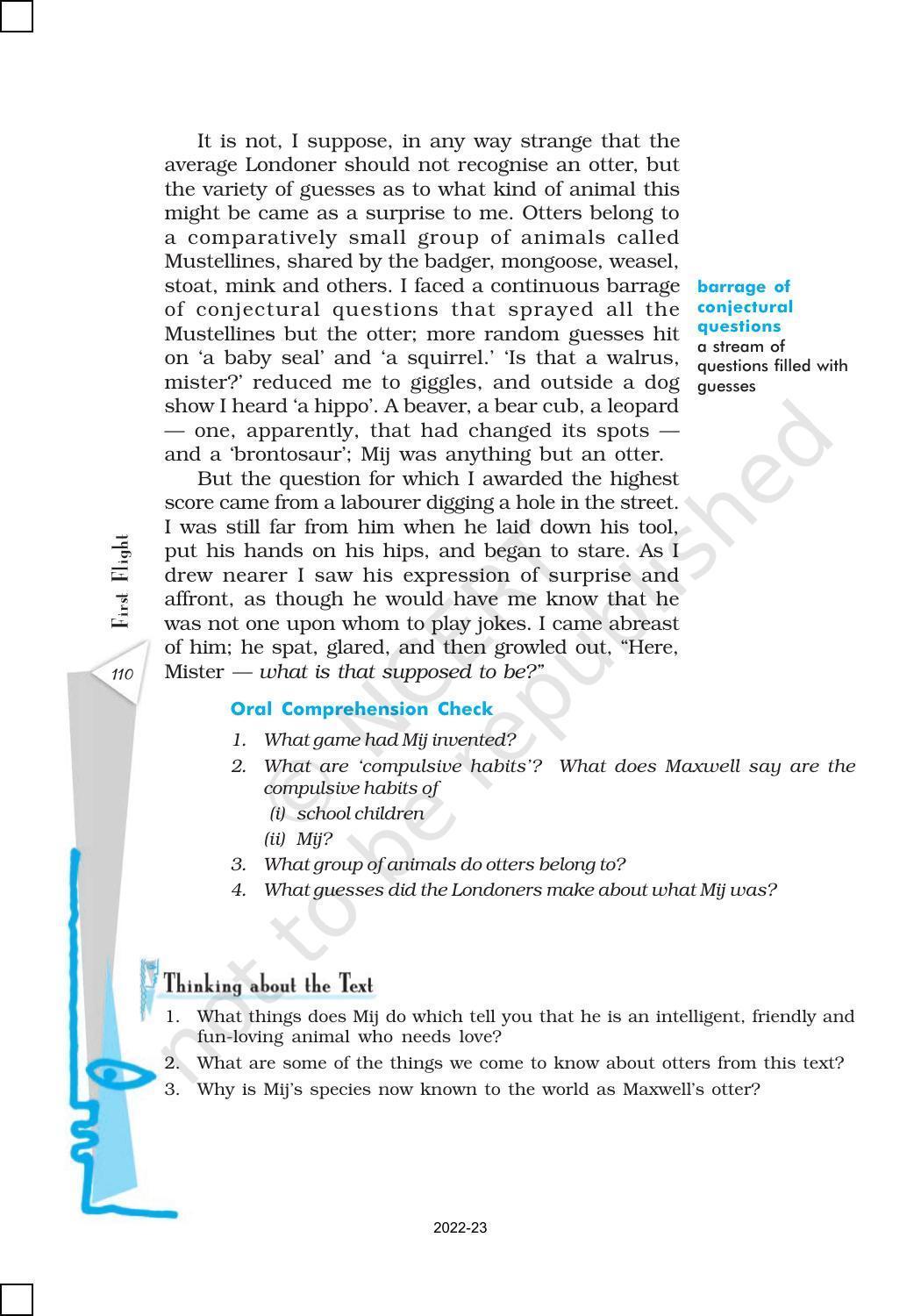 NCERT Book for Class 10 English Chapter 8 Mijbil the Otter