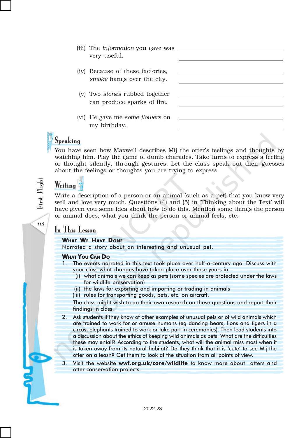 NCERT Book for Class 10 English Chapter 8 Mijbil the Otter