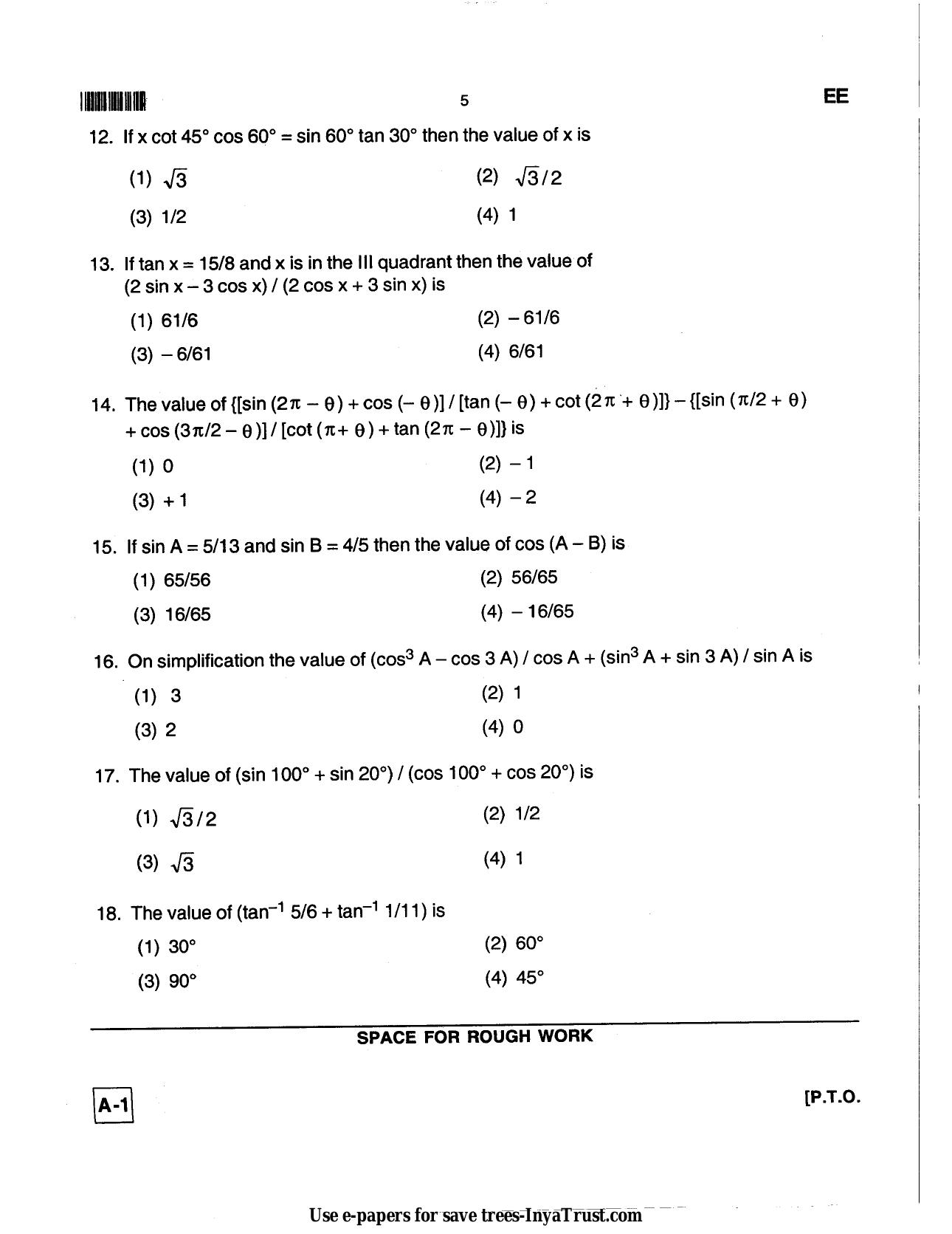 Karnataka Diploma CET- 2013 Electrical and Electronics Engineering ...