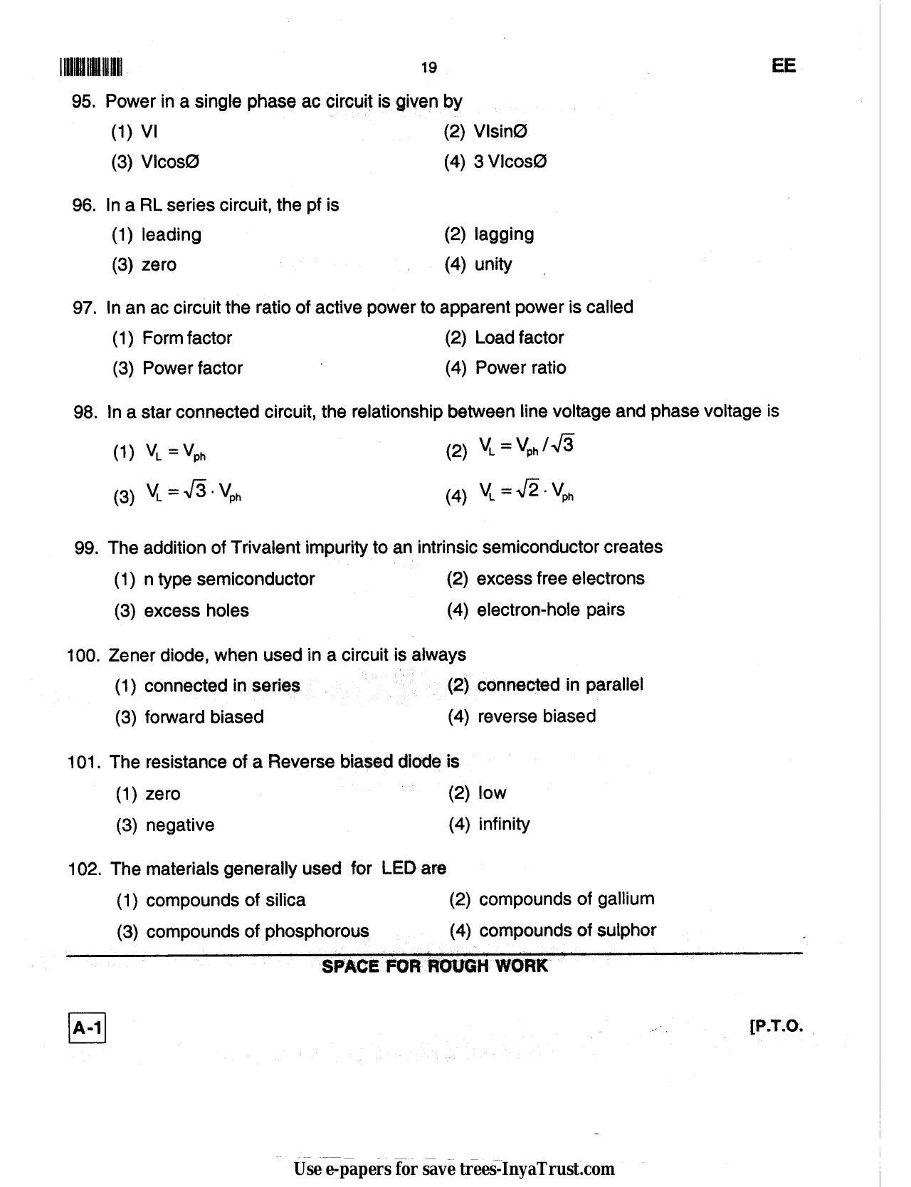 Karnataka Diploma CET- 2013 Electrical and Electronics Engineering ...