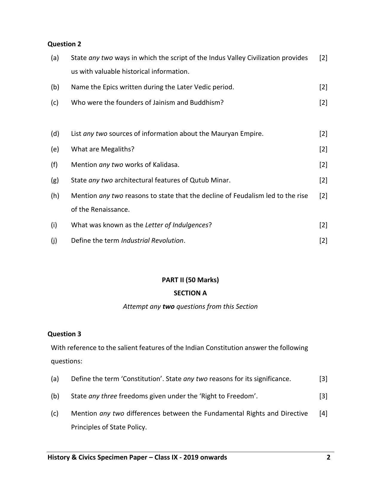 ICSE Class 9 History and Civics Sample Paper - IndCareer Schools