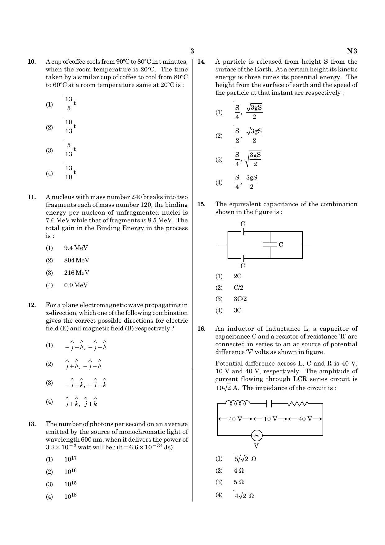 NEET N3 2021 Question Paper - IndCareer Docs
