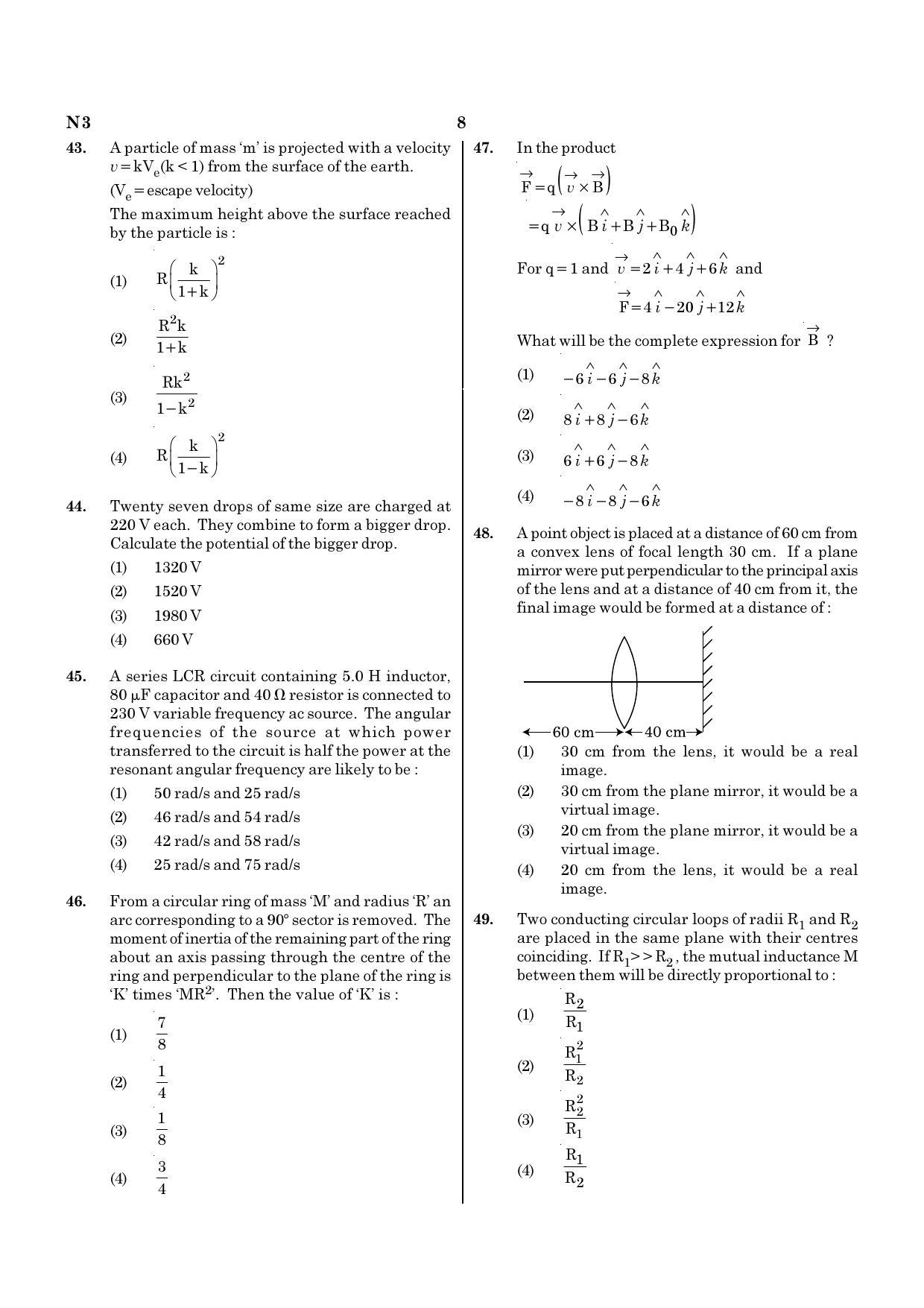 NEET N3 2021 Question Paper - IndCareer Docs