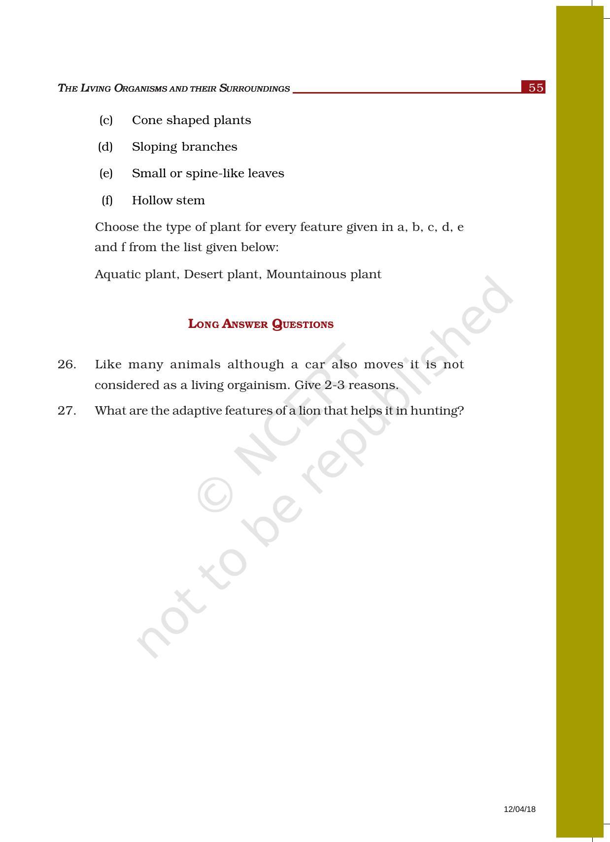 NCERT Exemplar Book for Class 6 Science Chapter 9-The Living Organisms ...
