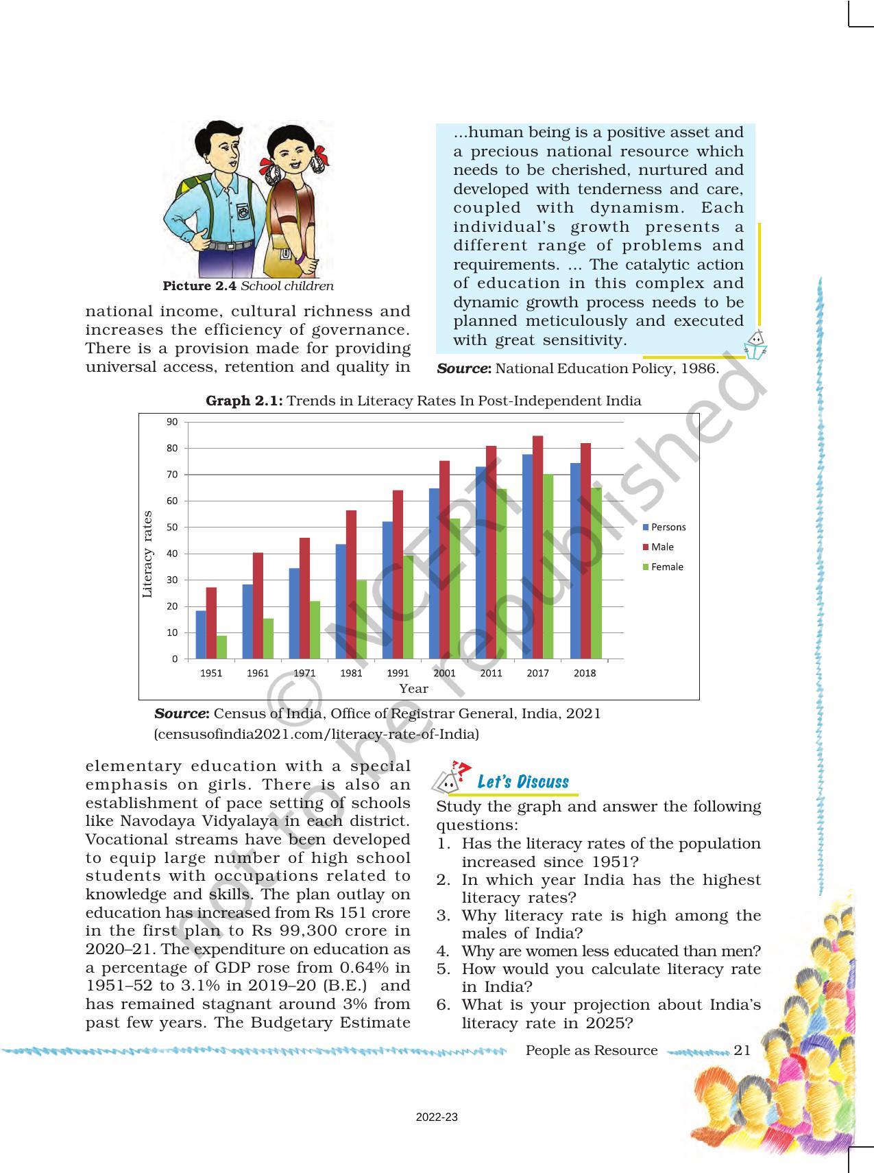 NCERT Book for Class 9 Economics Chapter 2 People as Resource ...