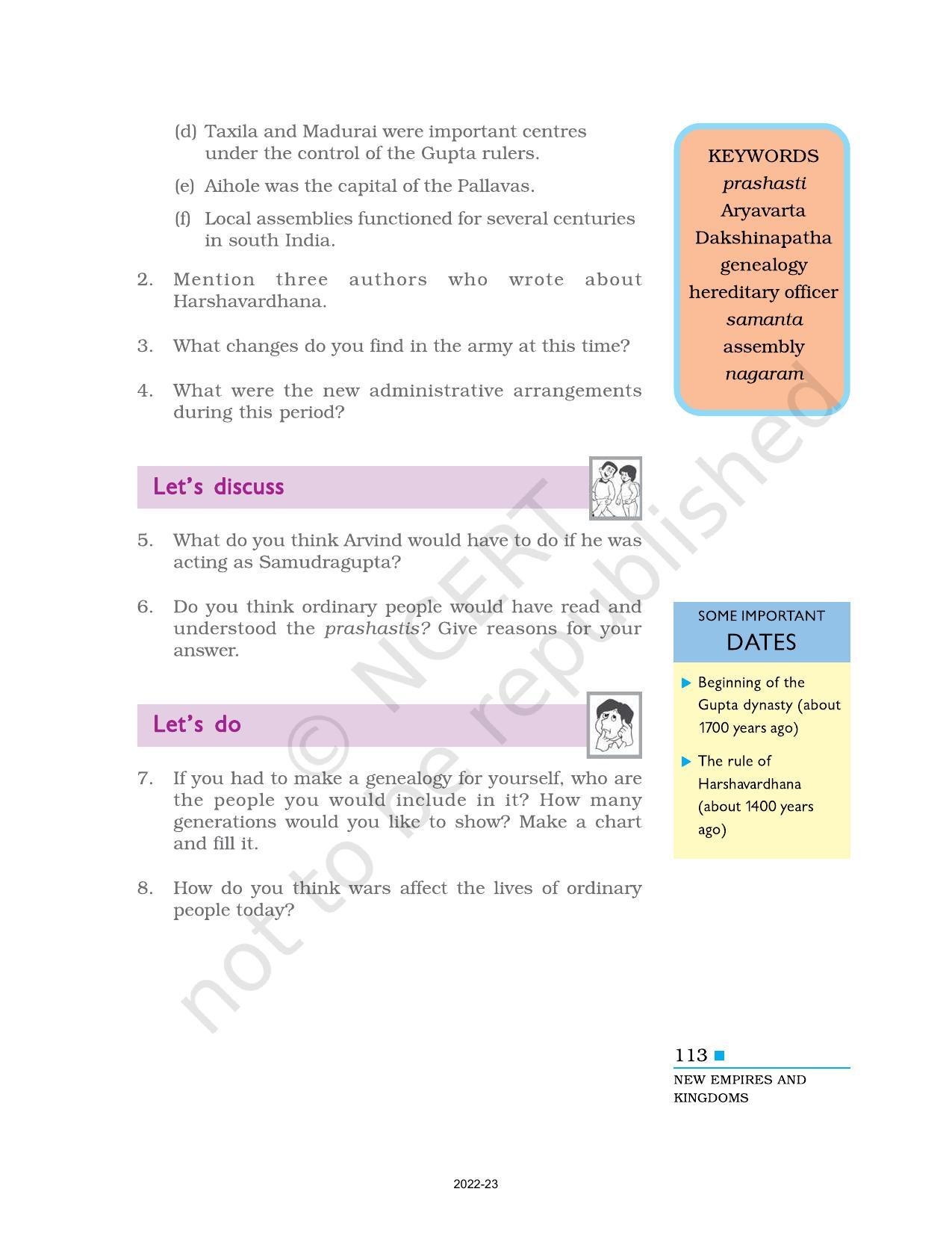 NCERT Book for Class 6 Social Science(History) : Chapter 10-New Empires ...