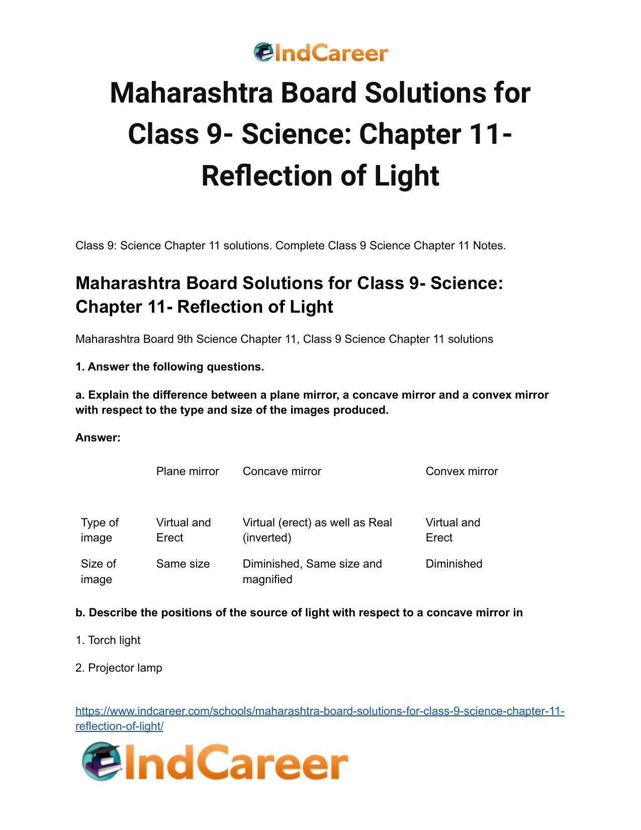 Maharashtra Board Solutions for Class 9- Science: Chapter 11 ...