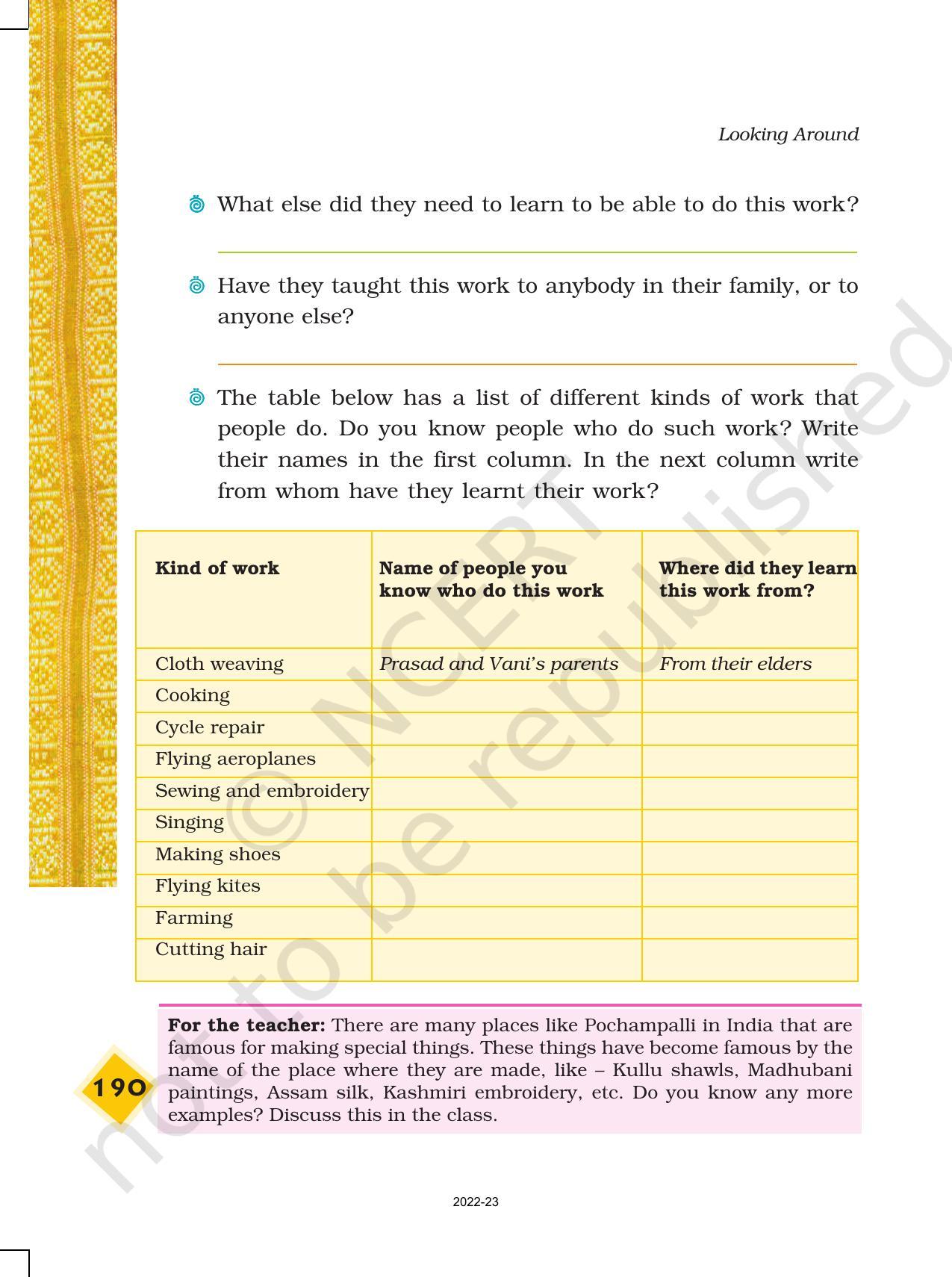 NCERT Book for Class 4 EVS Chapter 23 Pochampalli - IndCareer Schools