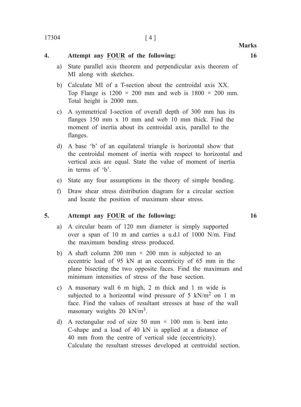 MSBTE Summer Question Paper 2019 - Strength of Materials - IndCareer Docs
