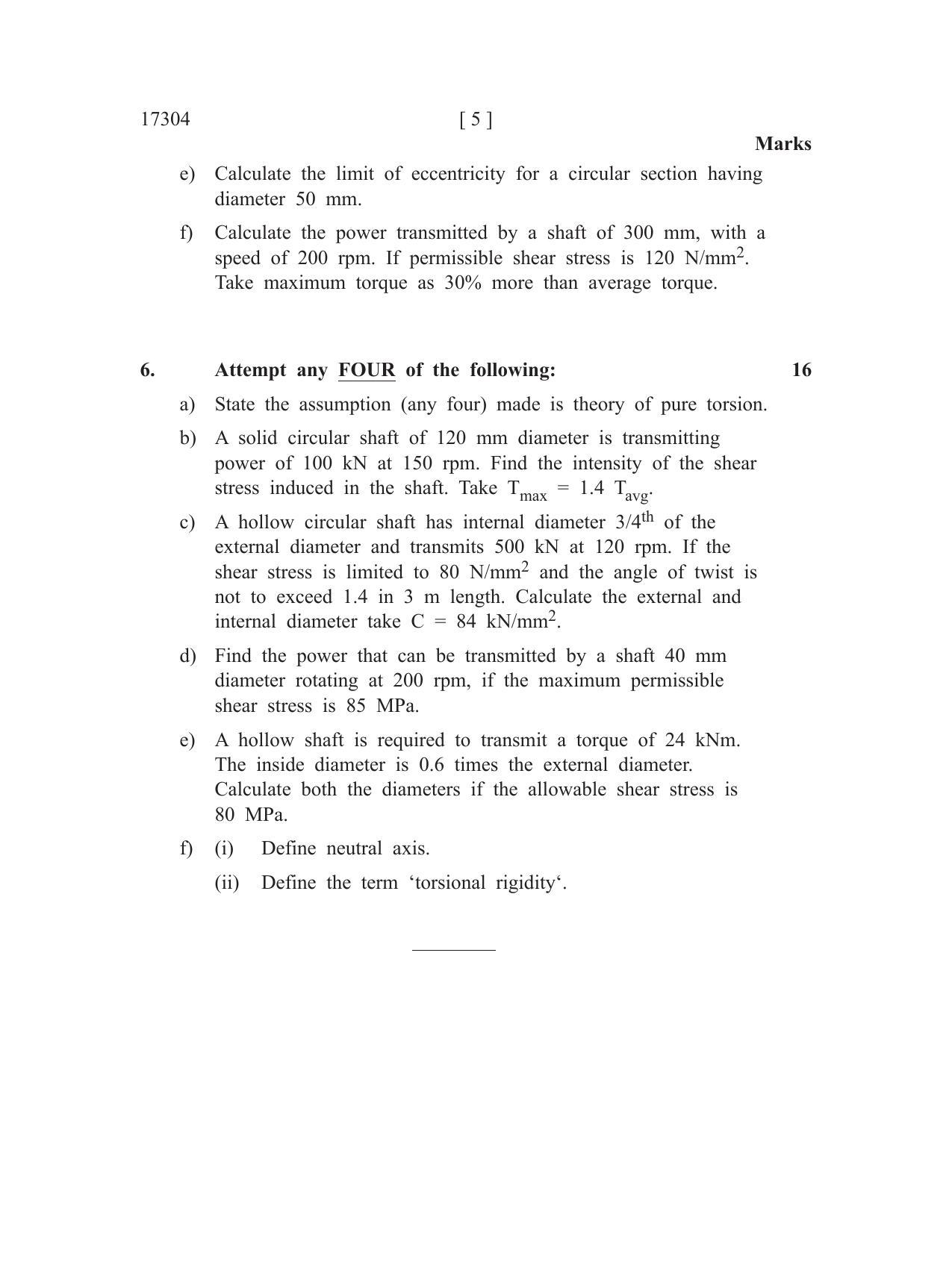 MSBTE Summer Question Paper 2019 - Strength of Materials - IndCareer Docs