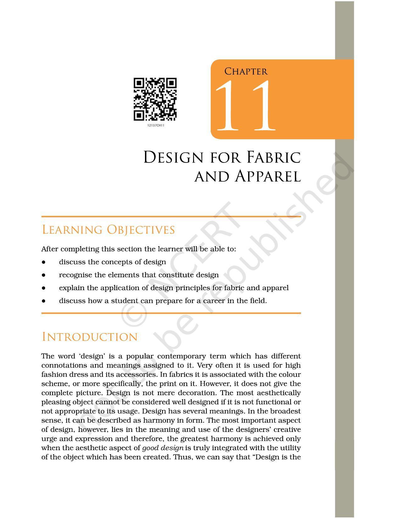 NCERT Book for Class 12 Home Science Chapter 11 Design