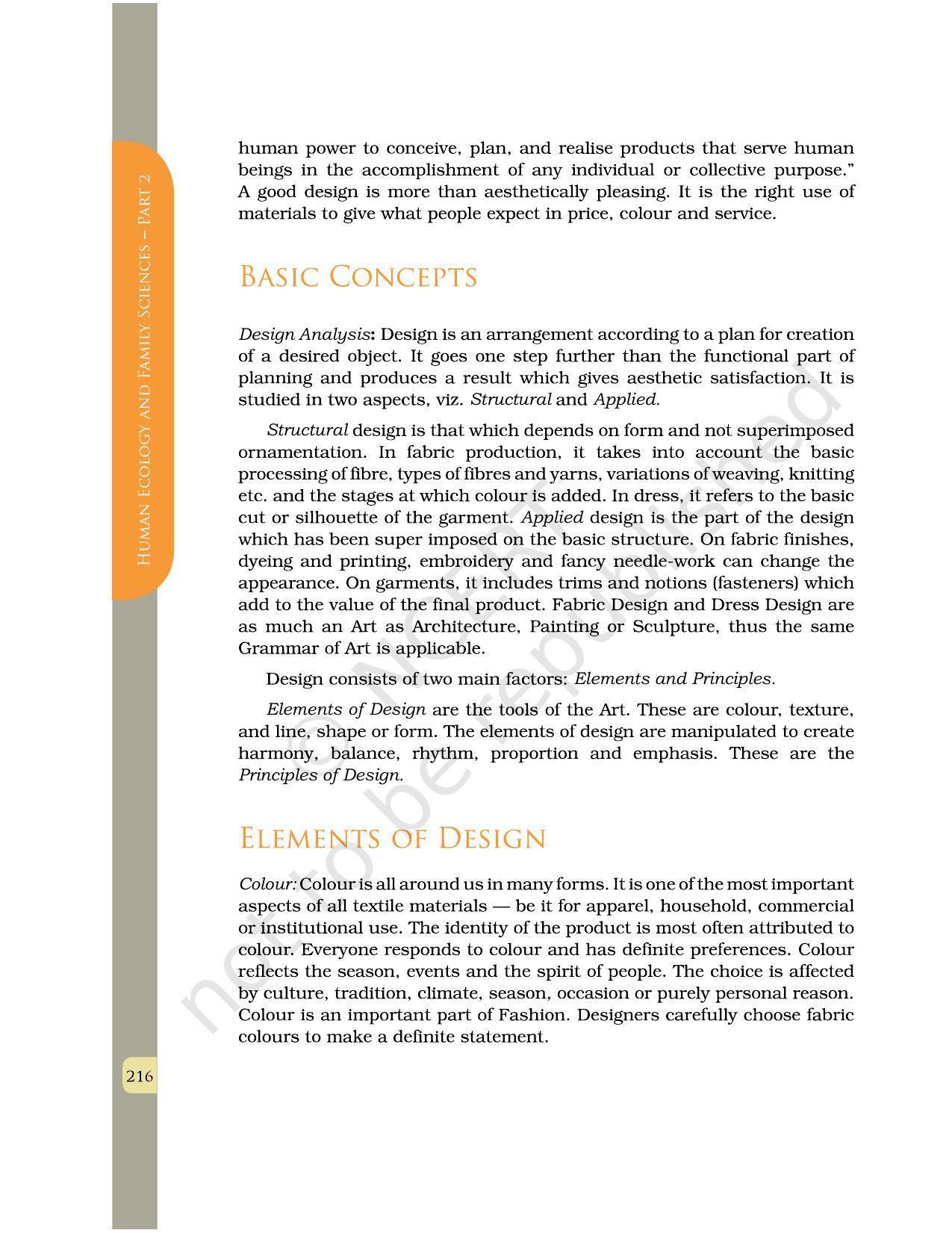 NCERT Book for Class 12 Home Science Chapter 11 Design