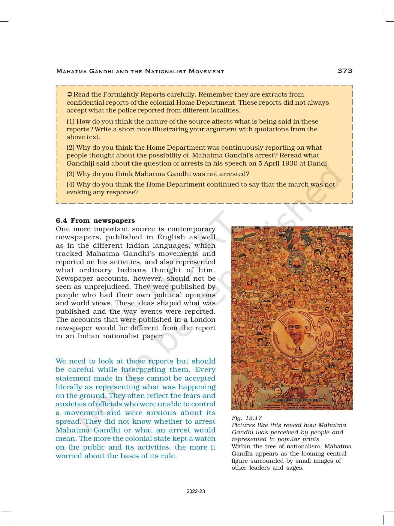 NCERT Book for Class 12 History Chapter 13 Mahatma Gandhi