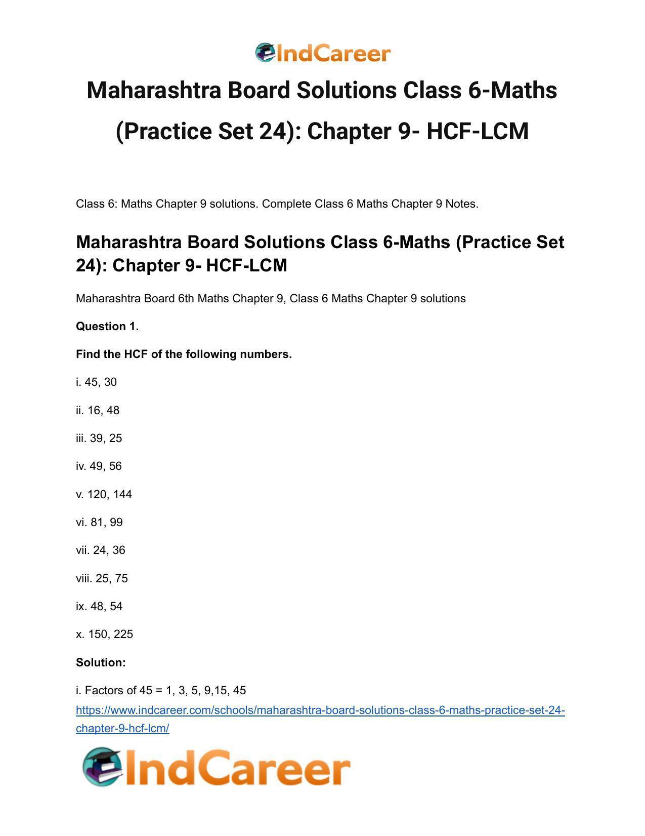 Maharashtra Board Solutions Class 6 Maths Practice Set 24 Chapter 9 Maharashtra Board Solutions Class 6 Maths Practice Set 24 Chapter 9
