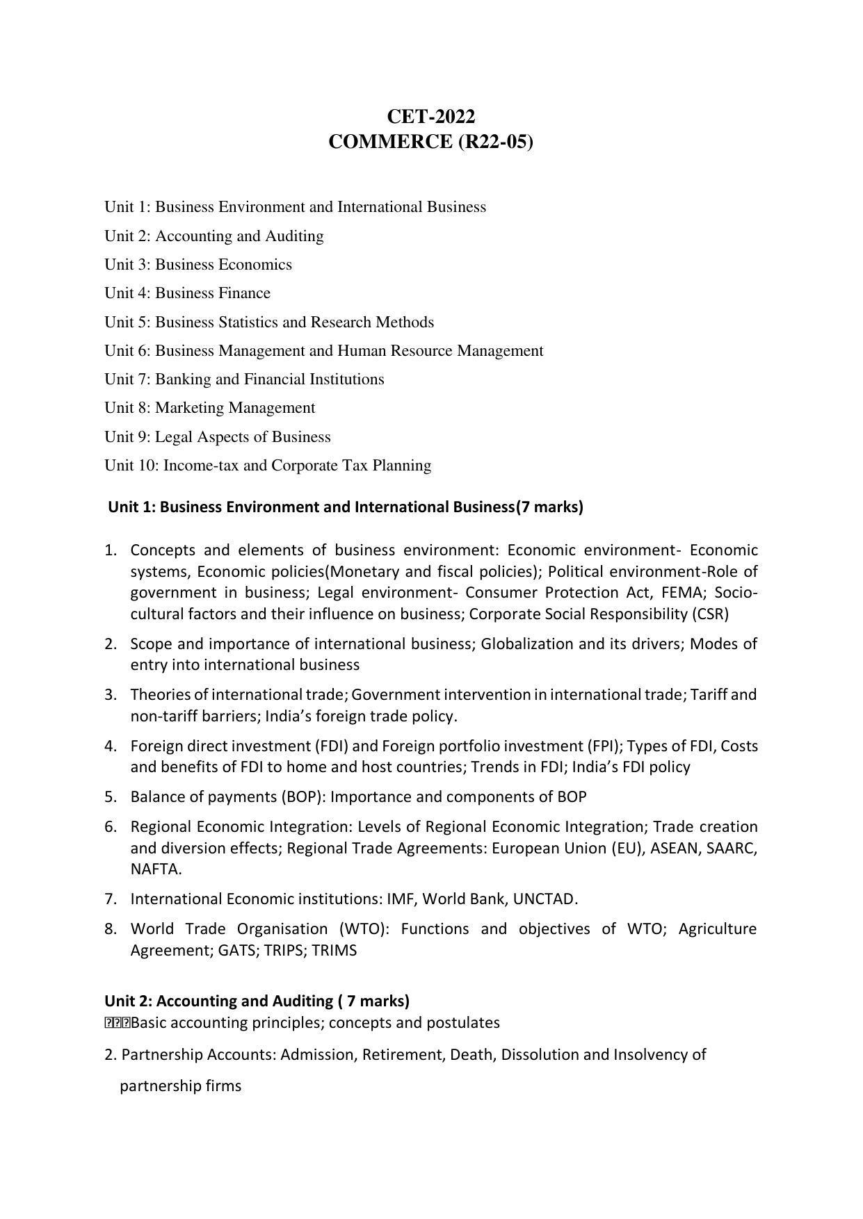 AP RCET Commerce Syllabus - IndCareer Docs