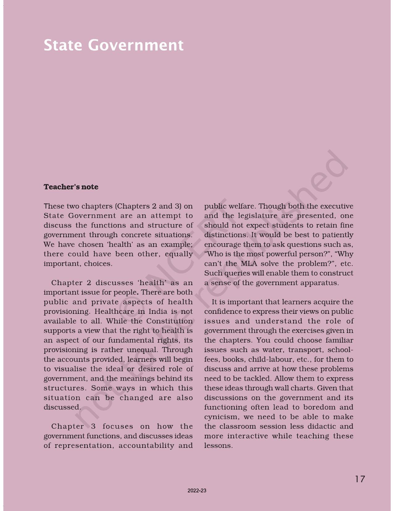 NCERT Book for Class 7 Social Science(Civics): Chapter 2-Role of the ...