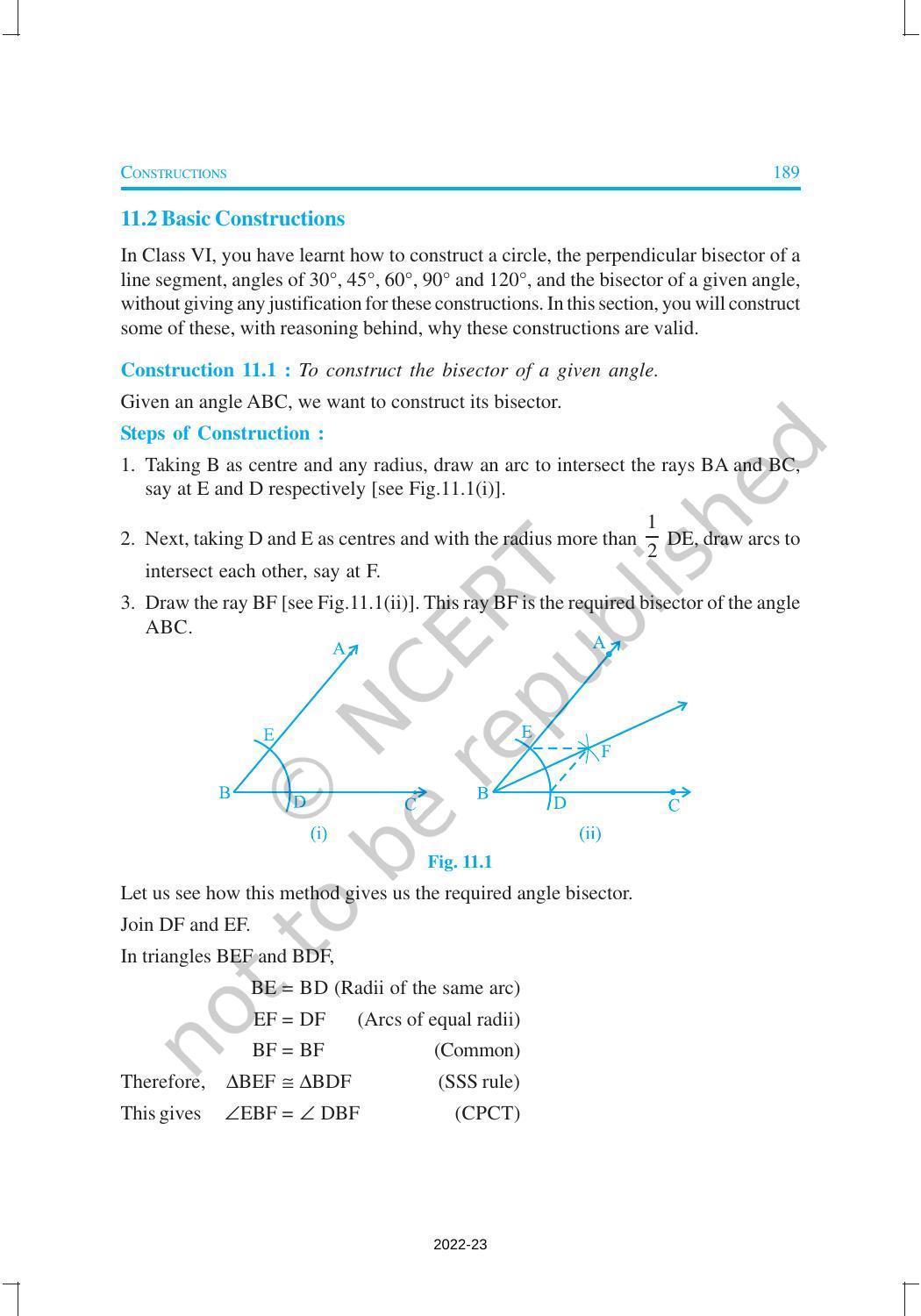 Ncert Book For Class 9 Maths Chapter 11 Constructions