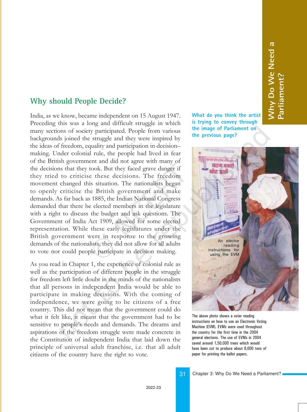 NCERT Book for Class 8 Civics Chapter 3 Why Do We Need