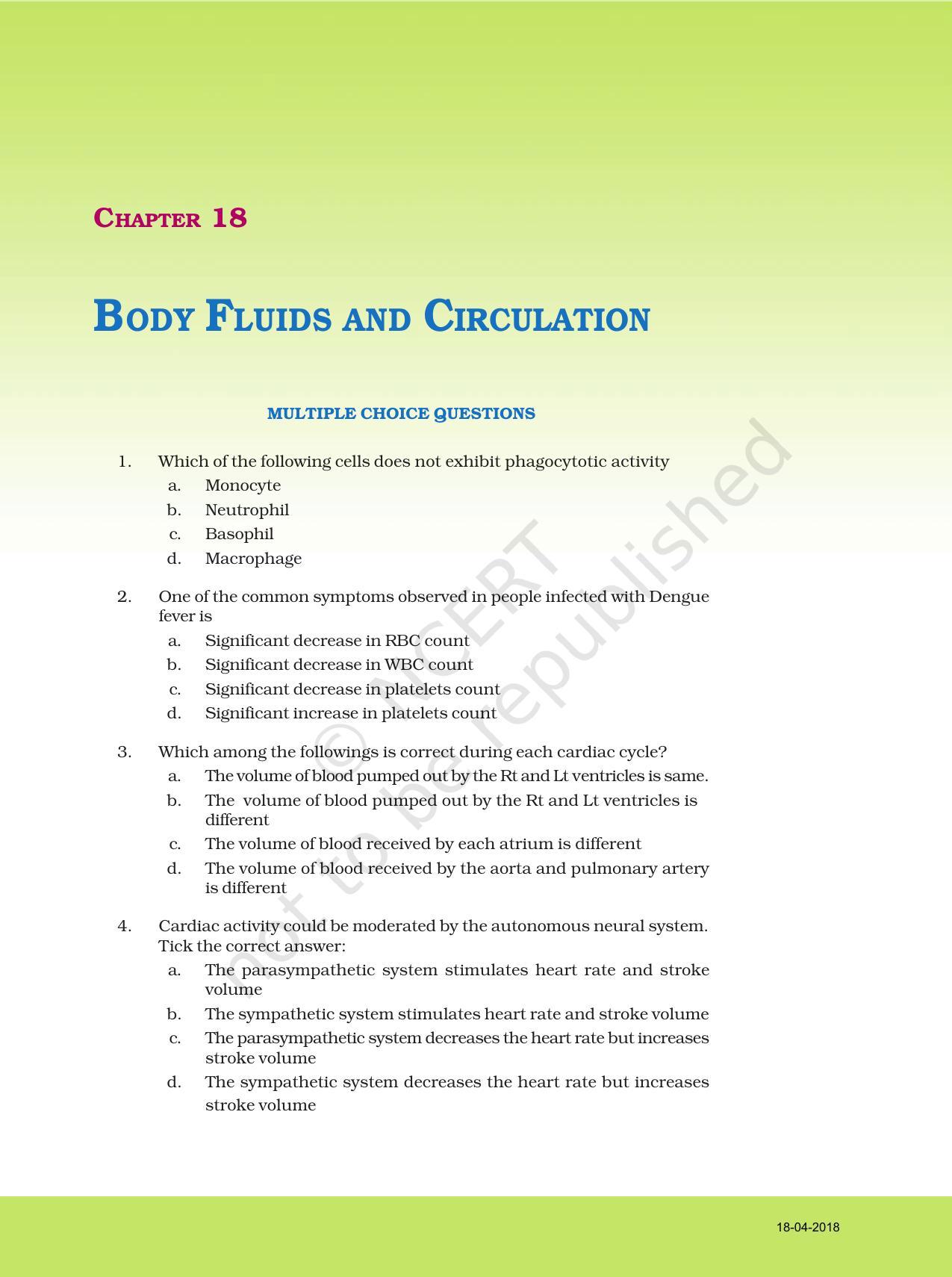 NCERT Exemplar Book for Class 11 Biology Chapter 18 Body Fluids and ...