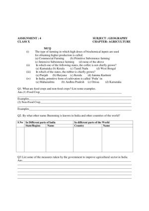 CBSE Worksheets for Class 10 Social Science Geography Assignment 12 ...
