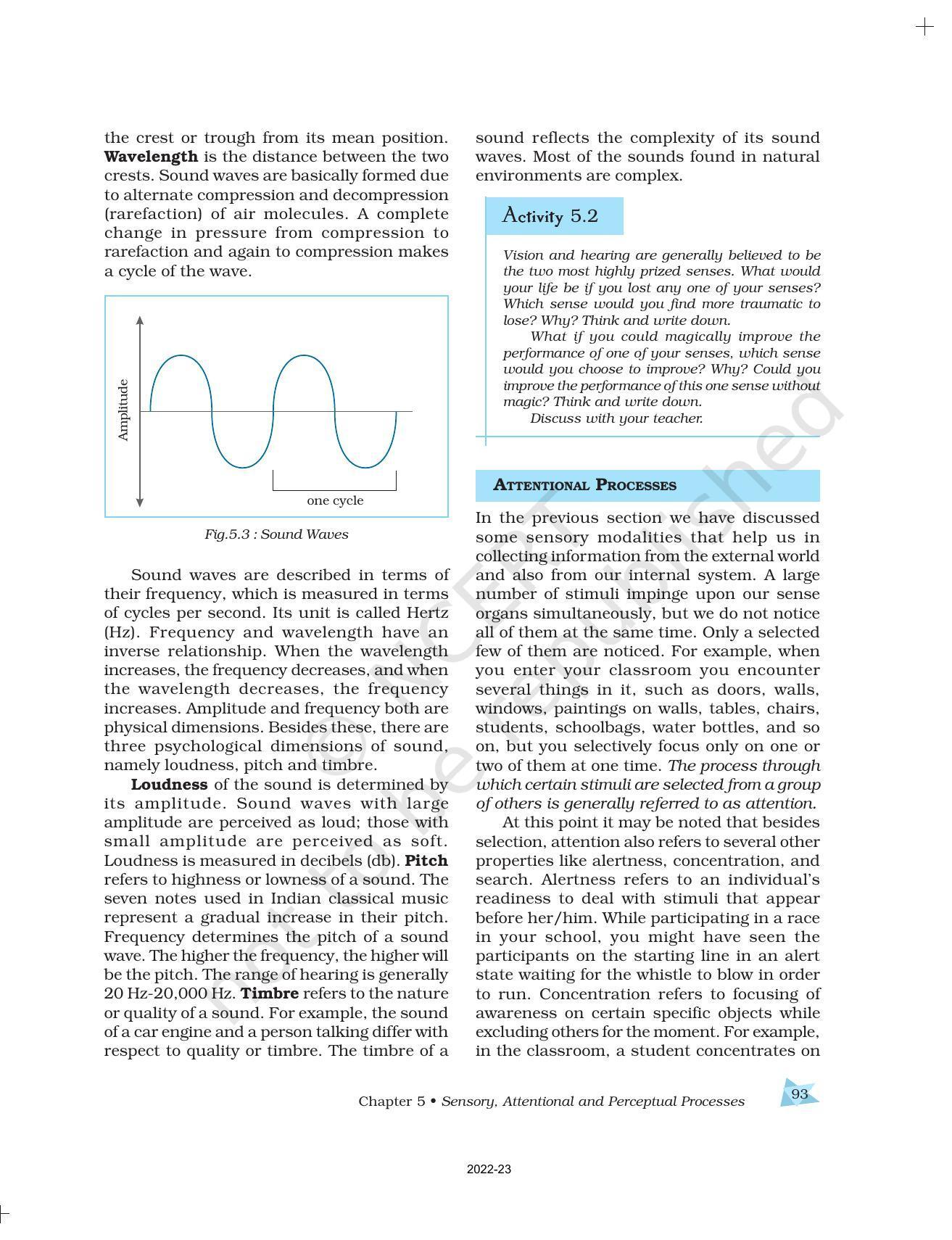 NCERT Book for Class 11 Psychology Chapter 5 Sensory