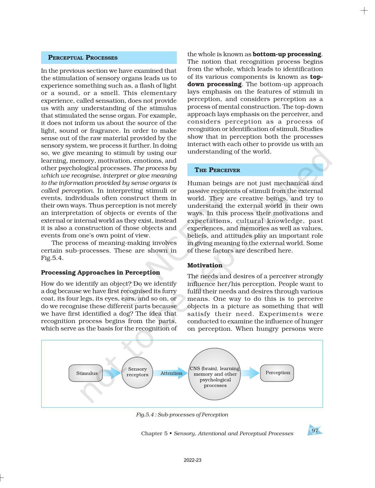 NCERT Book for Class 11 Psychology Chapter 5 Sensory